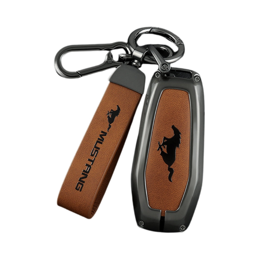 Ford Mustang Zinc Alloy Leather Car Key Fob Case Cover – i-Station ...