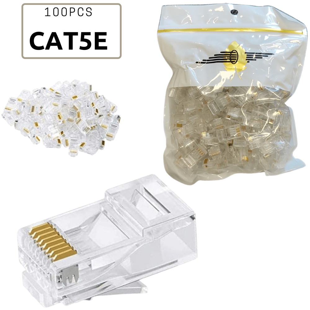 100PCS Cat5e RJ45 Connector, Ethernet Cable Crimp Connectors UTP Netwo ...
