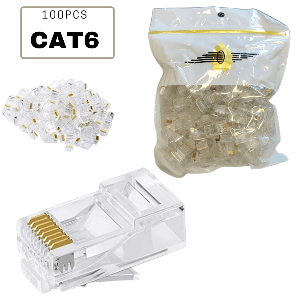 100PCS Cat6 RJ45 Connector, Ethernet Cable Crimp Connectors UTP Networ ...