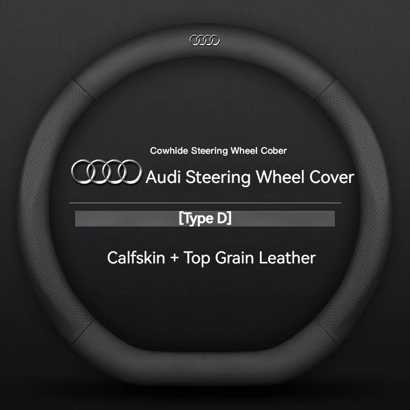 Audi Genuine Cowhide Leather Steering Wheel Cover with Heat-Pressed Em ...